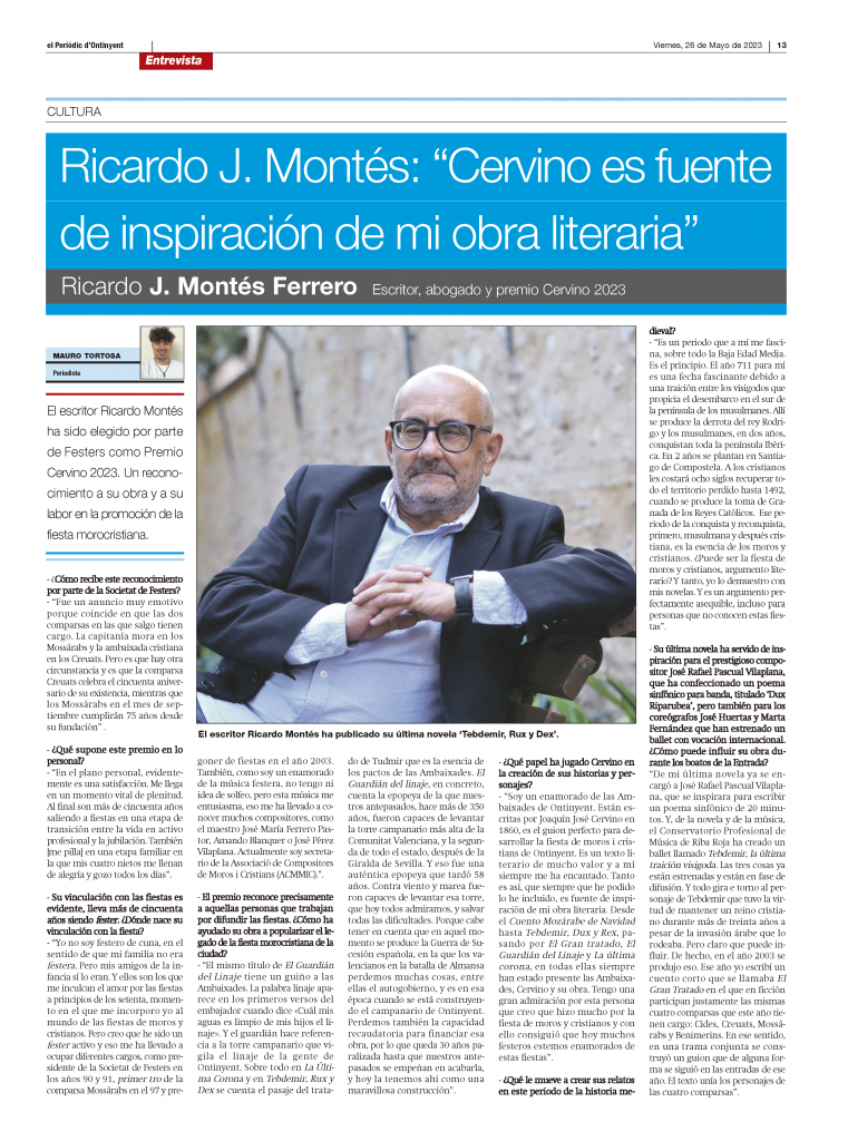 Entrevista a Ricardo J. Montés, Premio Cervino 2023 – Ricardo J. Montés ...